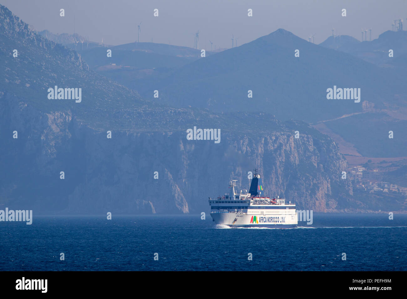 Africa Morocco Link ferry on the Strait of Gibraltar in the ...