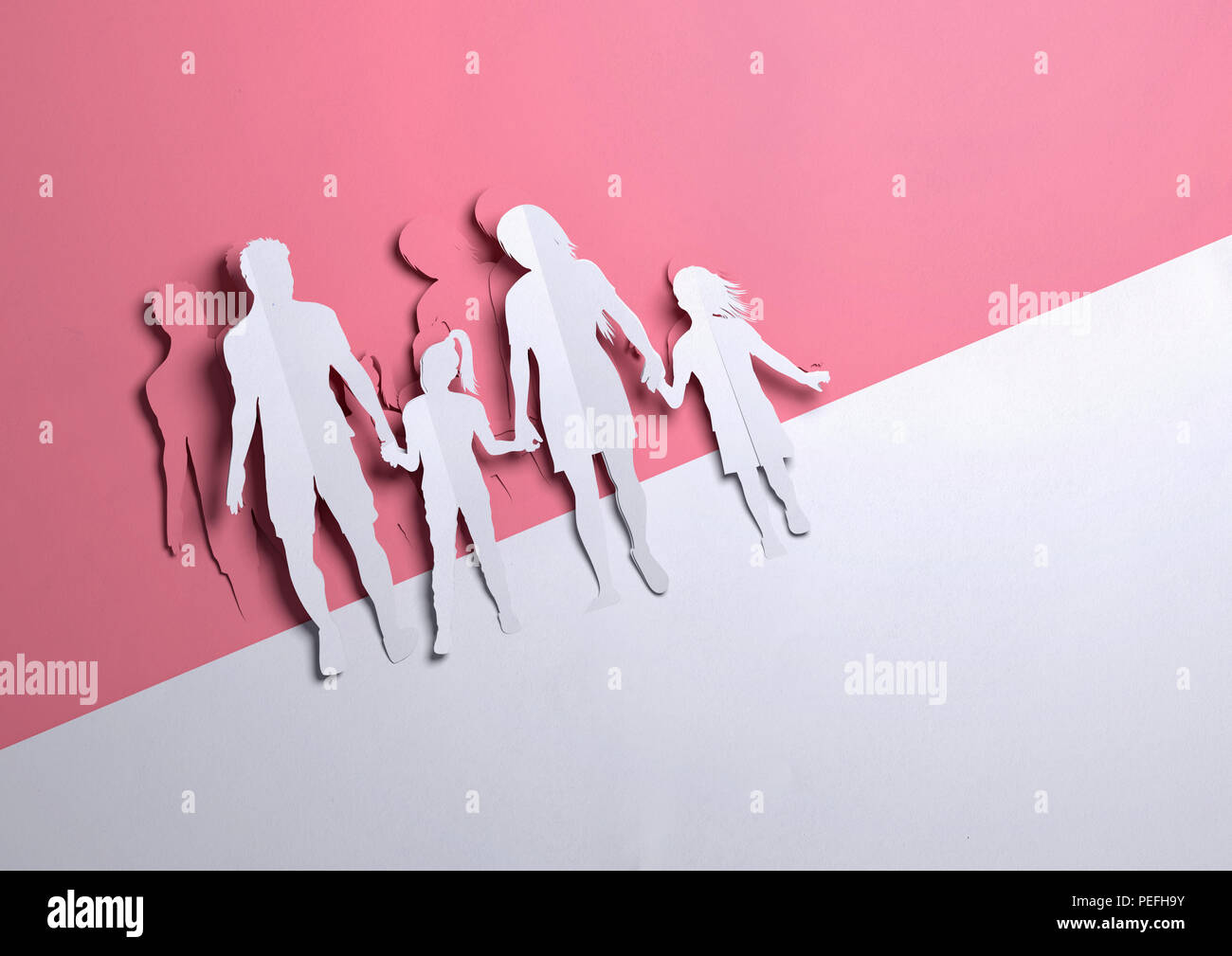 Folded Paper art origami. Parents with children crafted from paper ...