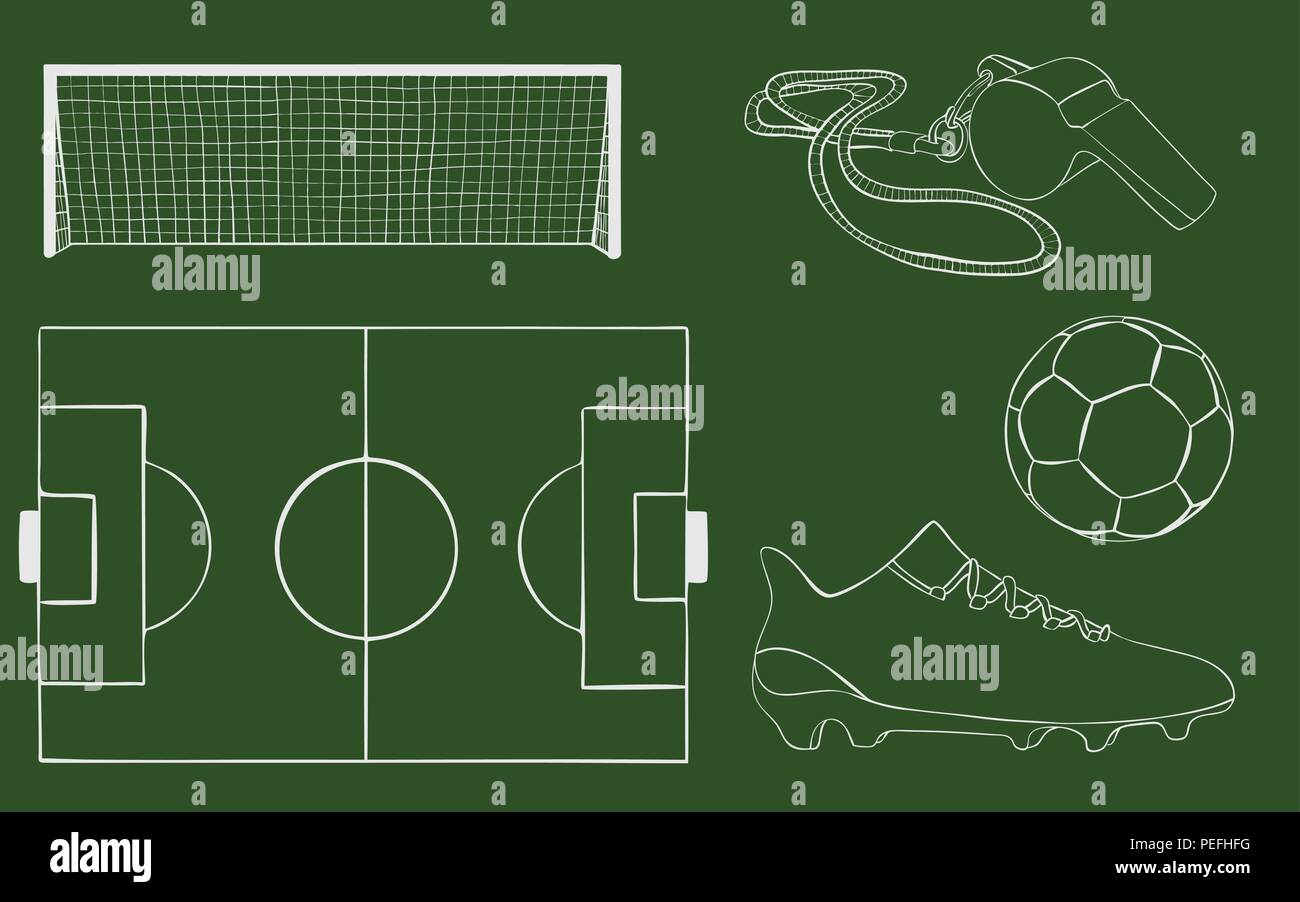 Hand drawn football object set, vector Stock Vector Image & Art - Alamy