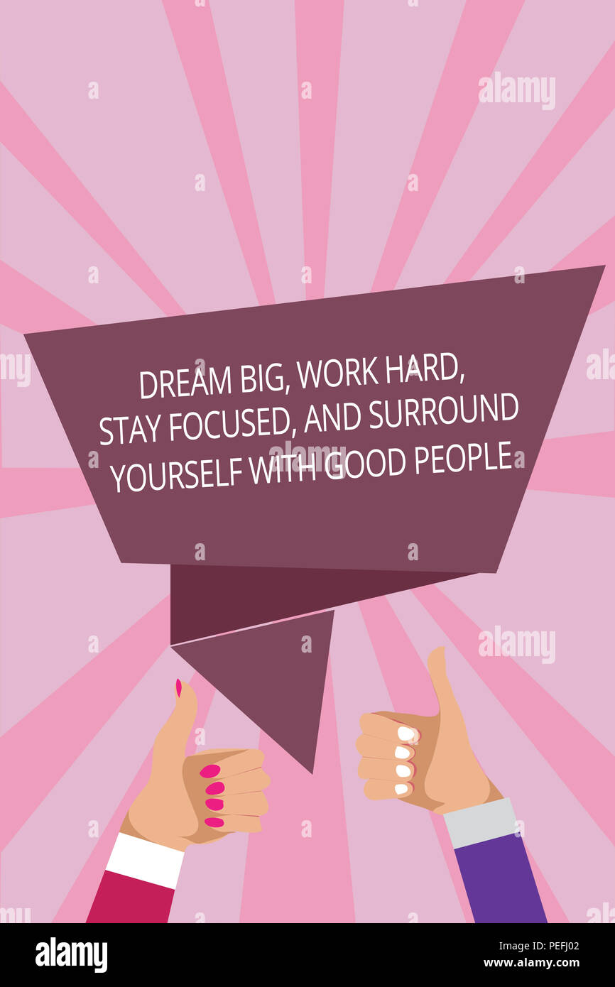 Text sign showing Dream Big, Work Hard, Stay Focused, And Surround ...