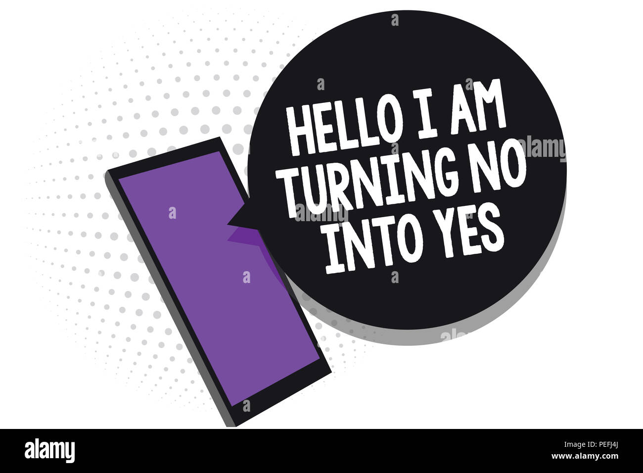 Writing note showing Hello I Am Turning No Into Yes. Business photo ...