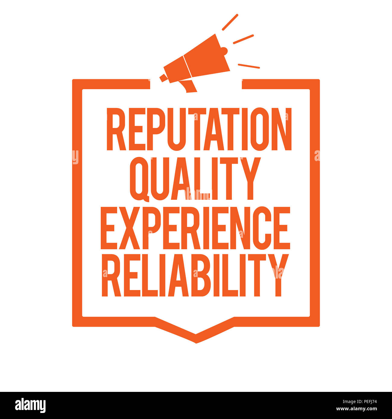 Writing note showing Reputation Quality Experience Reliability ...