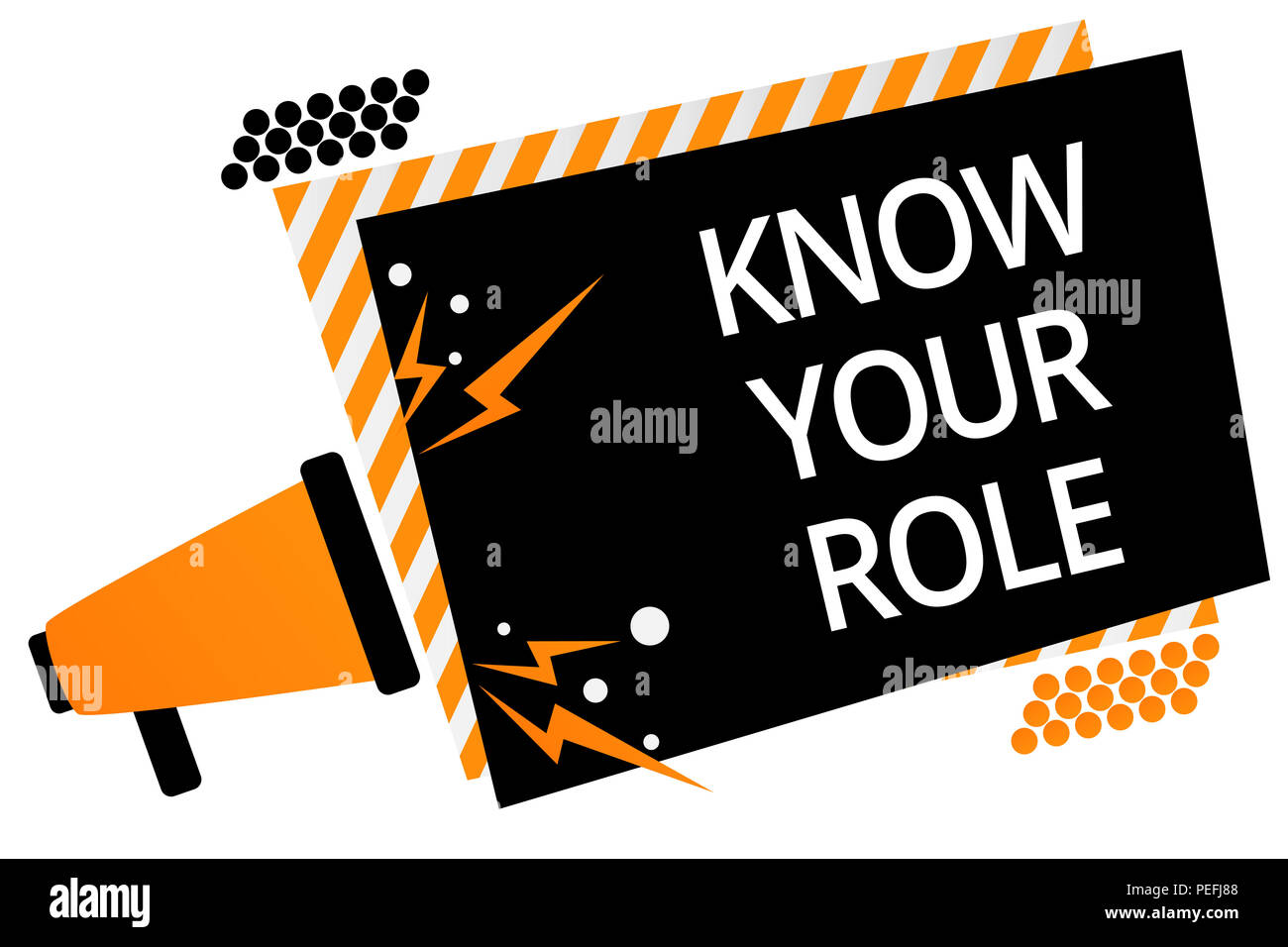 Writing note showing Know Your Role. Business photo showcasing Be clear ...