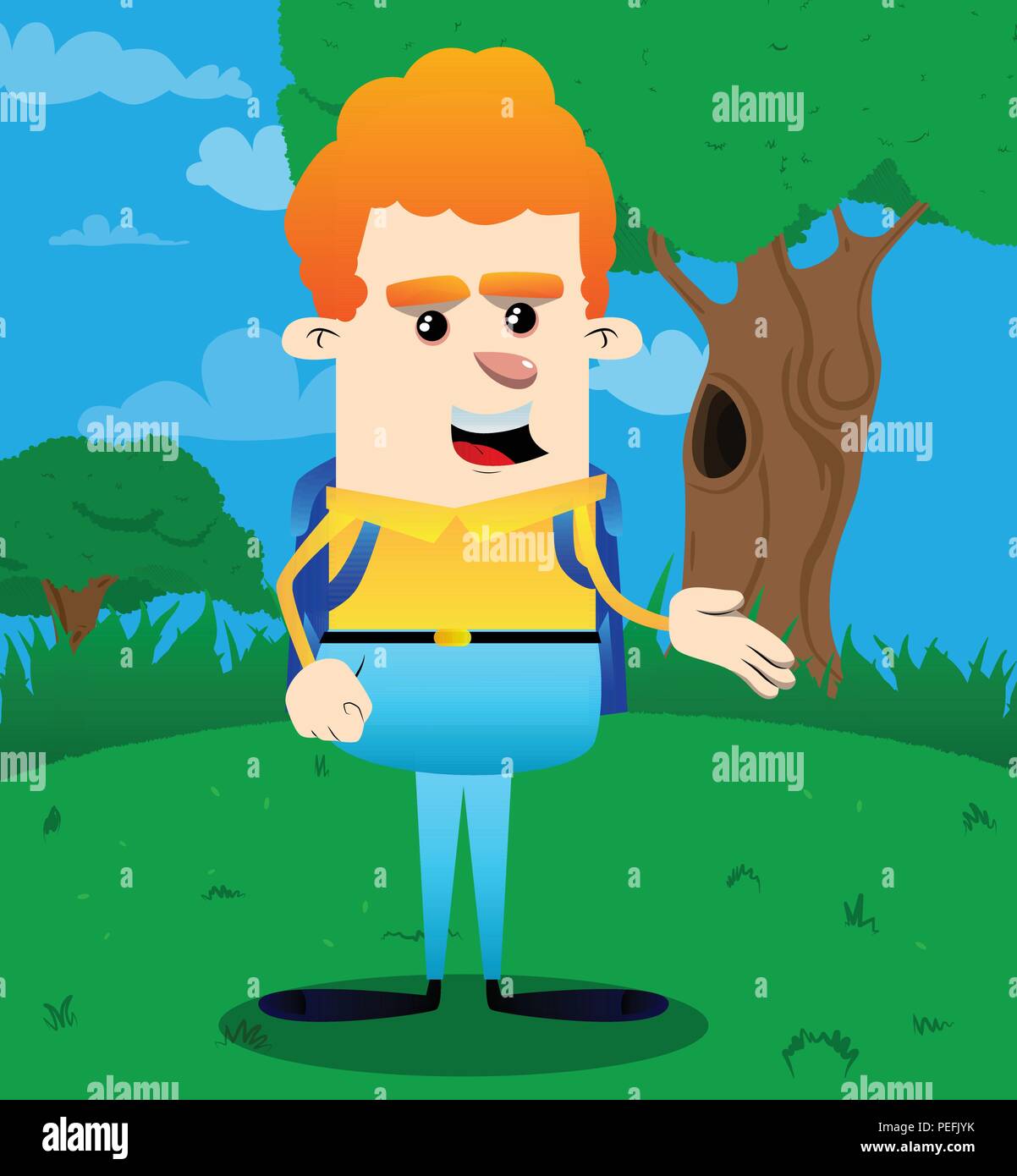 Schoolboy giving a hand. Vector cartoon character illustration Stock ...