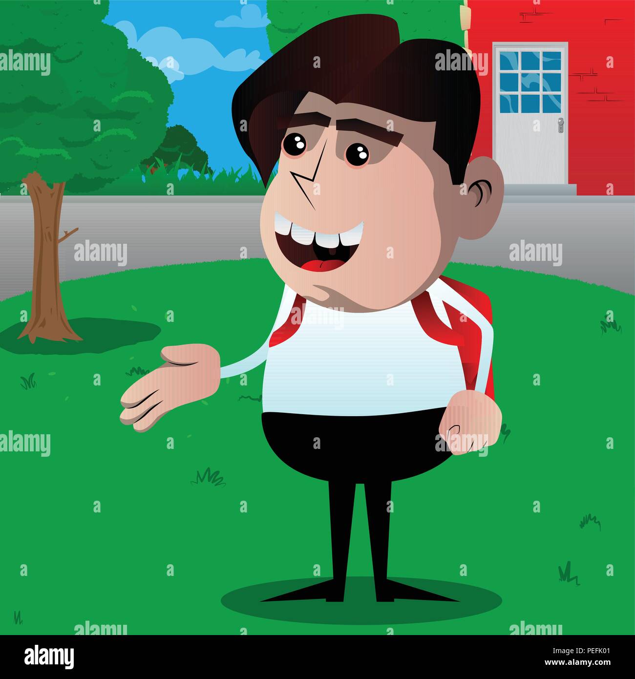 Schoolboy giving a hand. Vector cartoon character illustration Stock ...