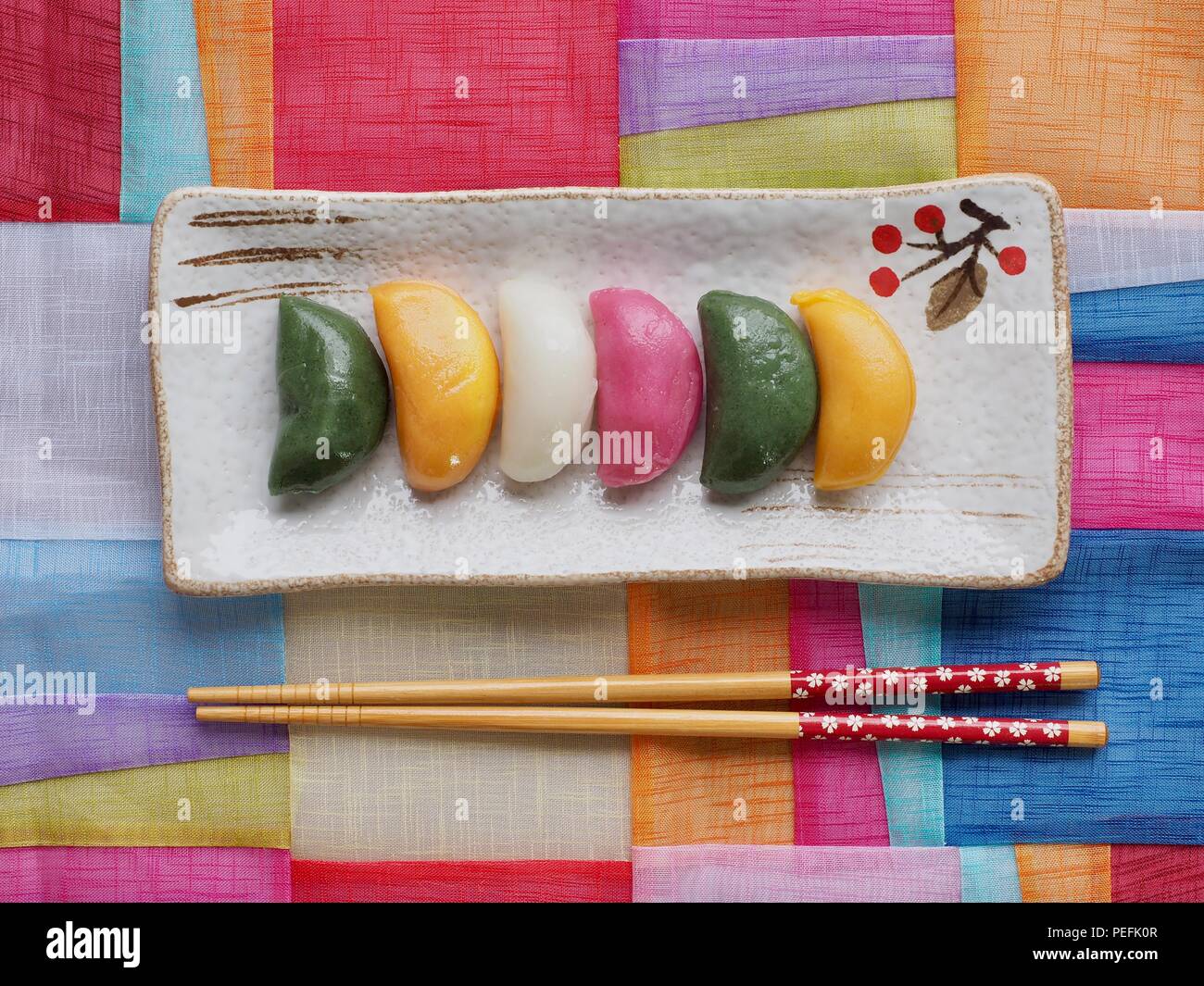 Korean food Songpyeon, half-moon-shaped rice cake Stock Photo - Alamy