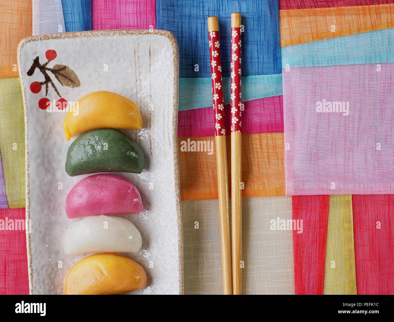 Korean food Songpyeon, half-moon-shaped rice cake Stock Photo - Alamy