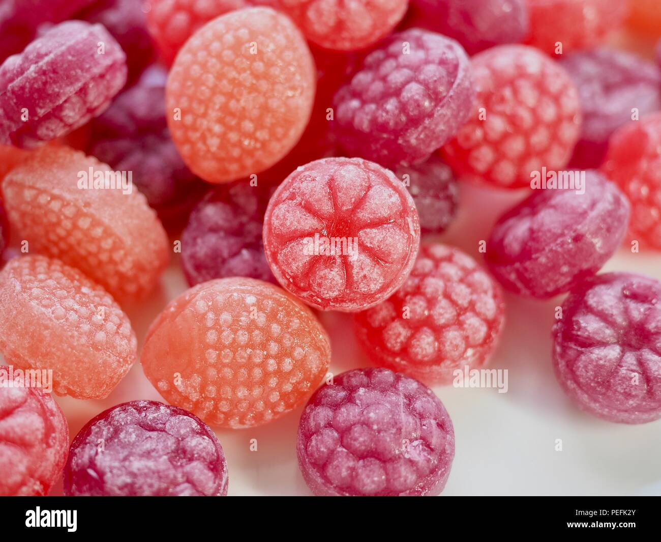 Fruit flavor candy, Raspberry, strawberry candy Stock Photo - Alamy