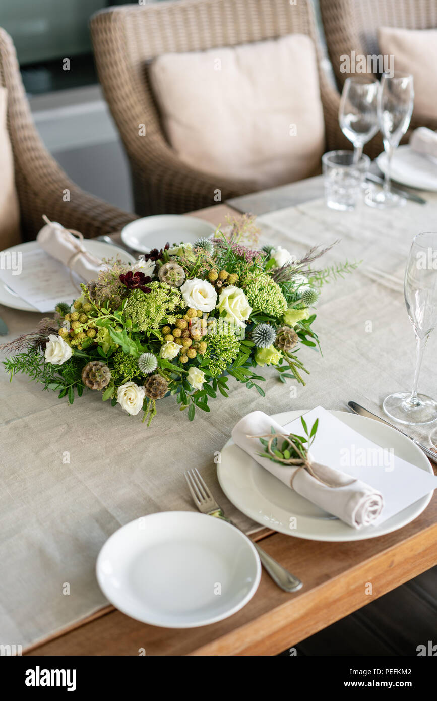 Wedding Banquet or gala dinner. The chairs and table for guests, served ...