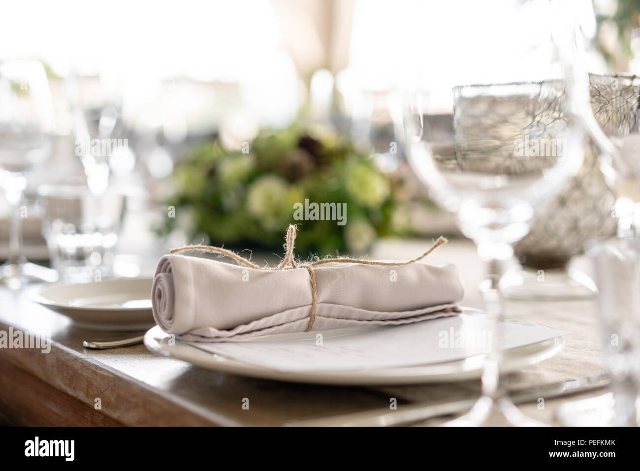 Wedding Banquet or gala dinner. The chairs and table for guests, served ...