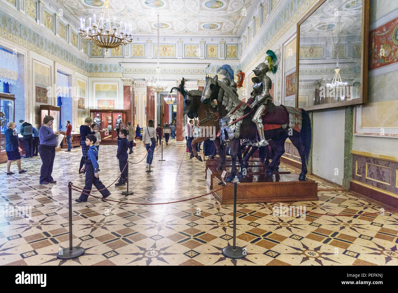 Saint Petersburg, Russia - January 3, 2018: Tourists in Knights' Hall ...