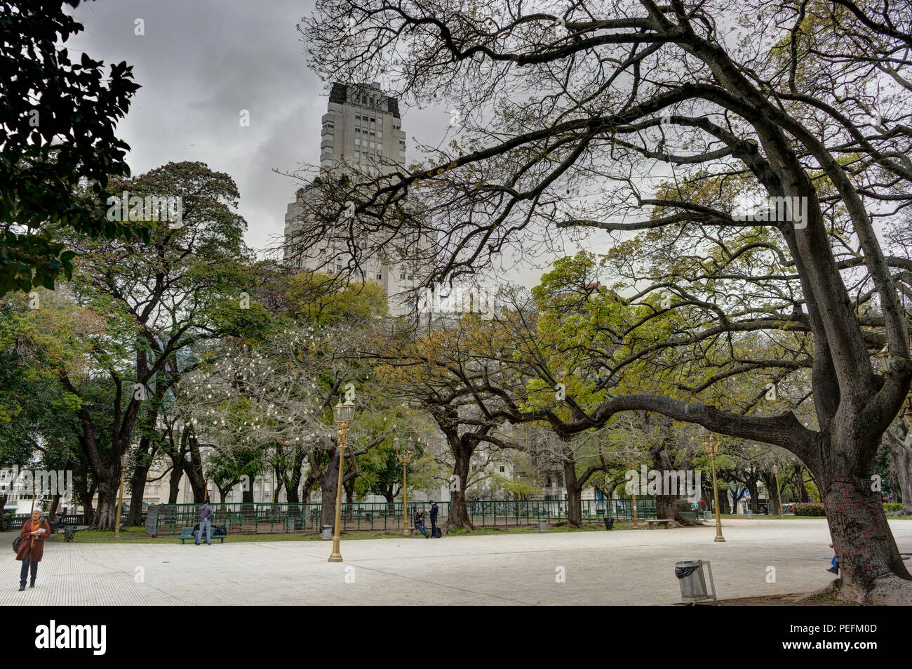 Photo taken in Argentina Buenos Aires, August 2017: Park with Kavanagh ...