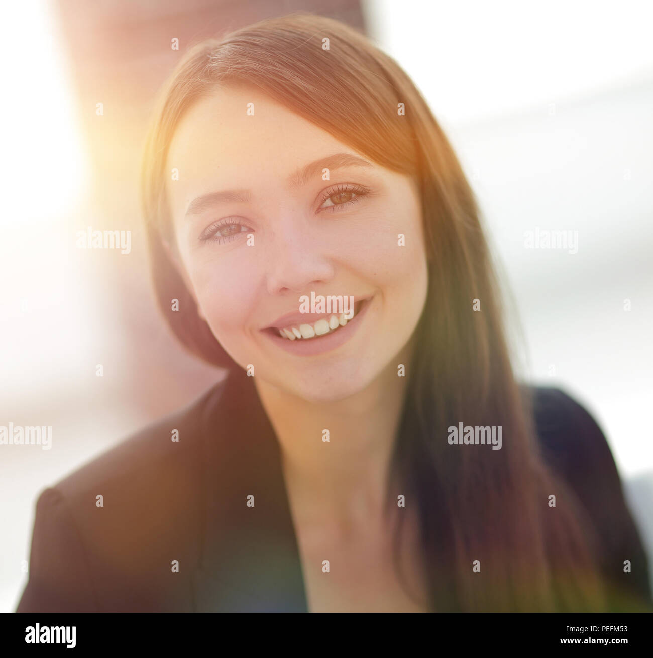 Face of beautiful woman on office background Stock Photo - Alamy
