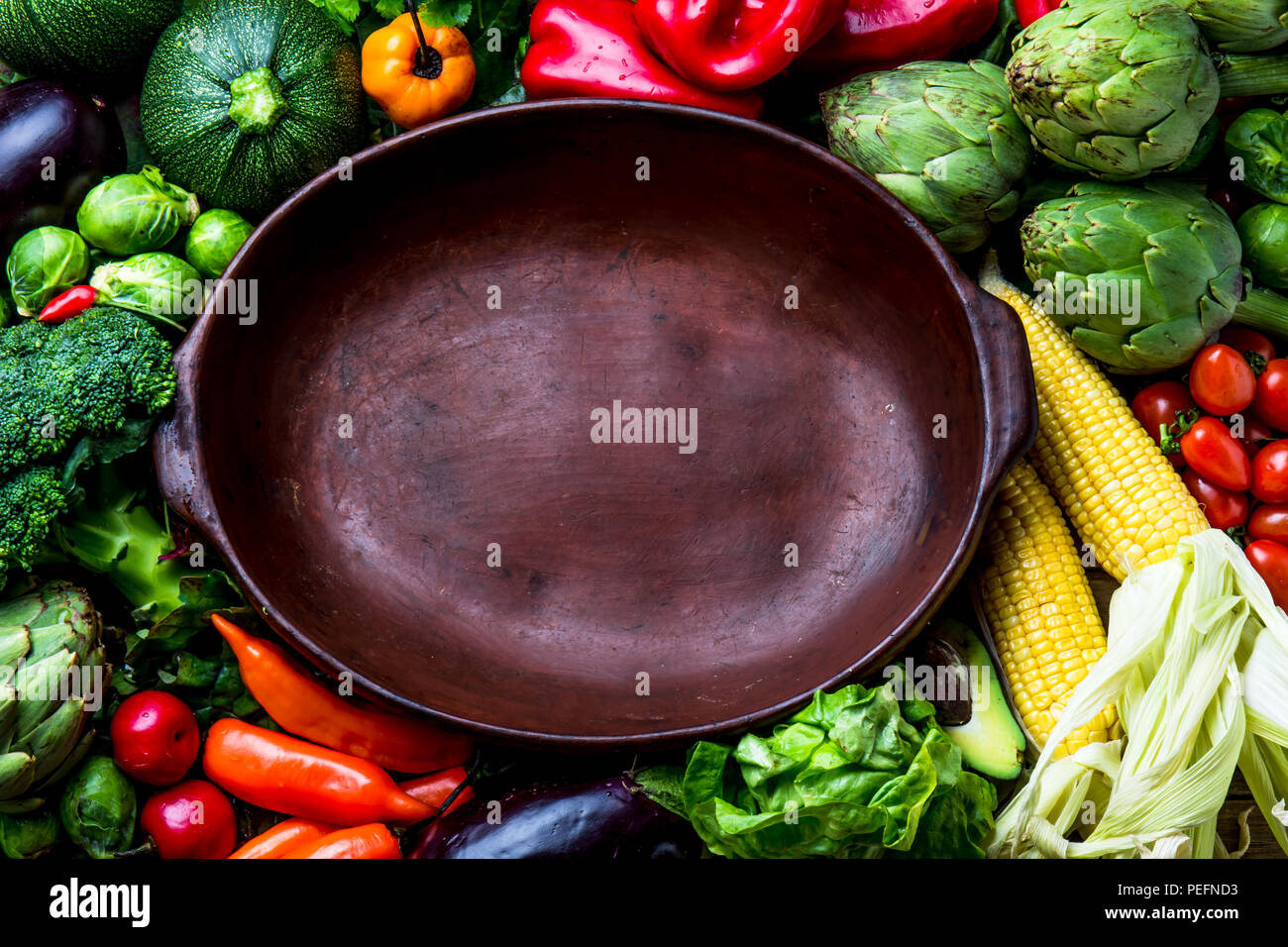 Cooking background with fresh vegetables. Copy space. fall cooking ...