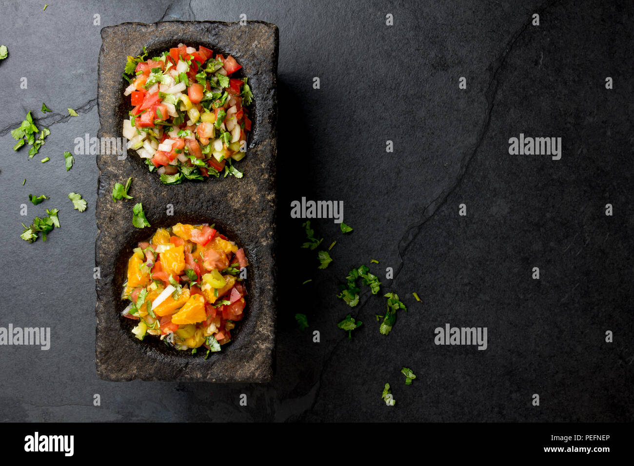 Famous mexican sauces salsas - pico de gallo, salsa bandera mexicana in ...