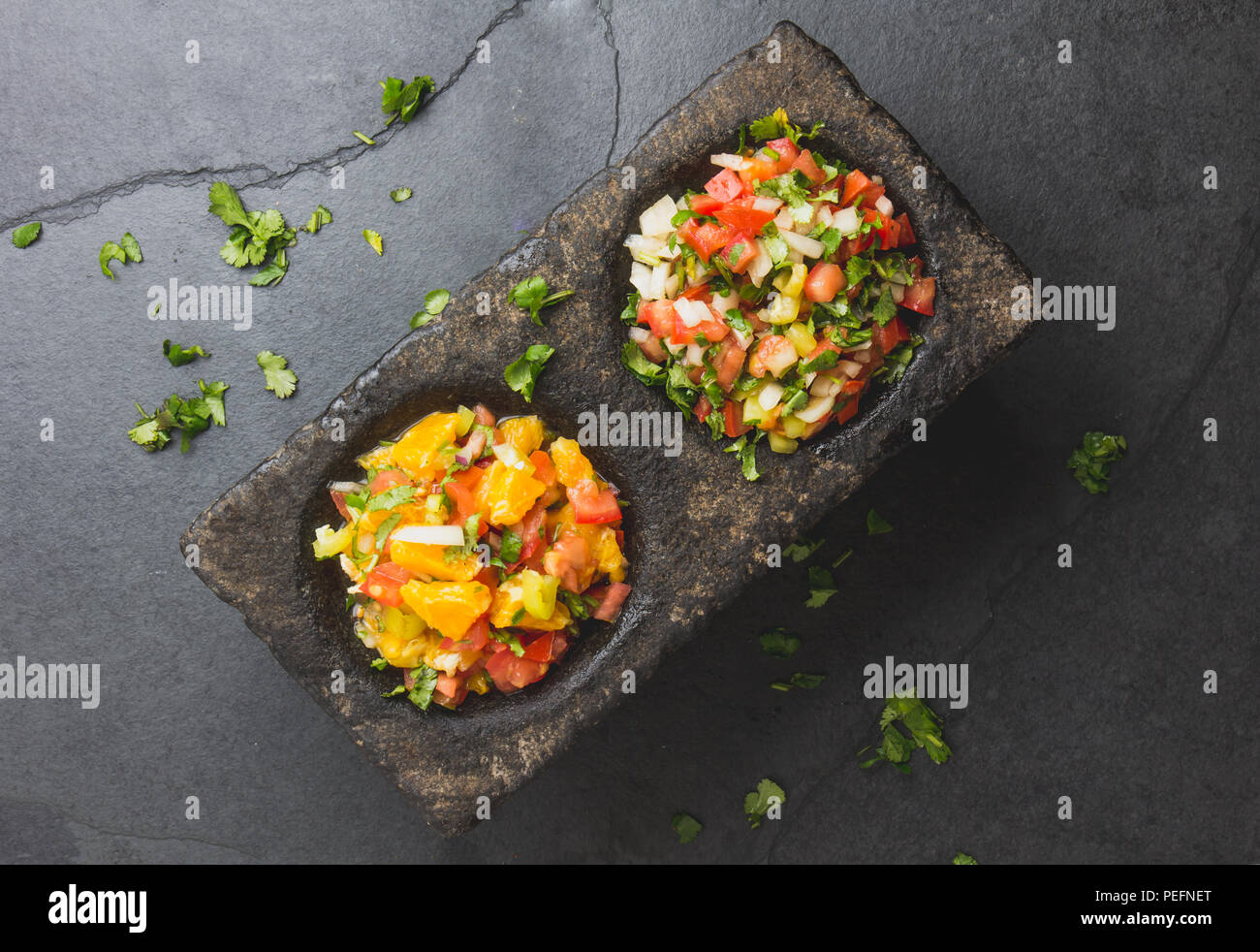 Famous mexican sauces salsas - pico de gallo, salsa bandera mexicana in ...