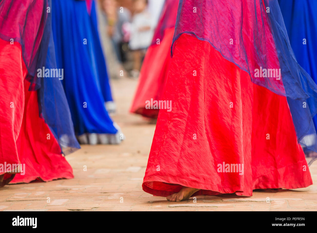 Bollywood Dancers with colorful dress in a row,Ready to dance position ...