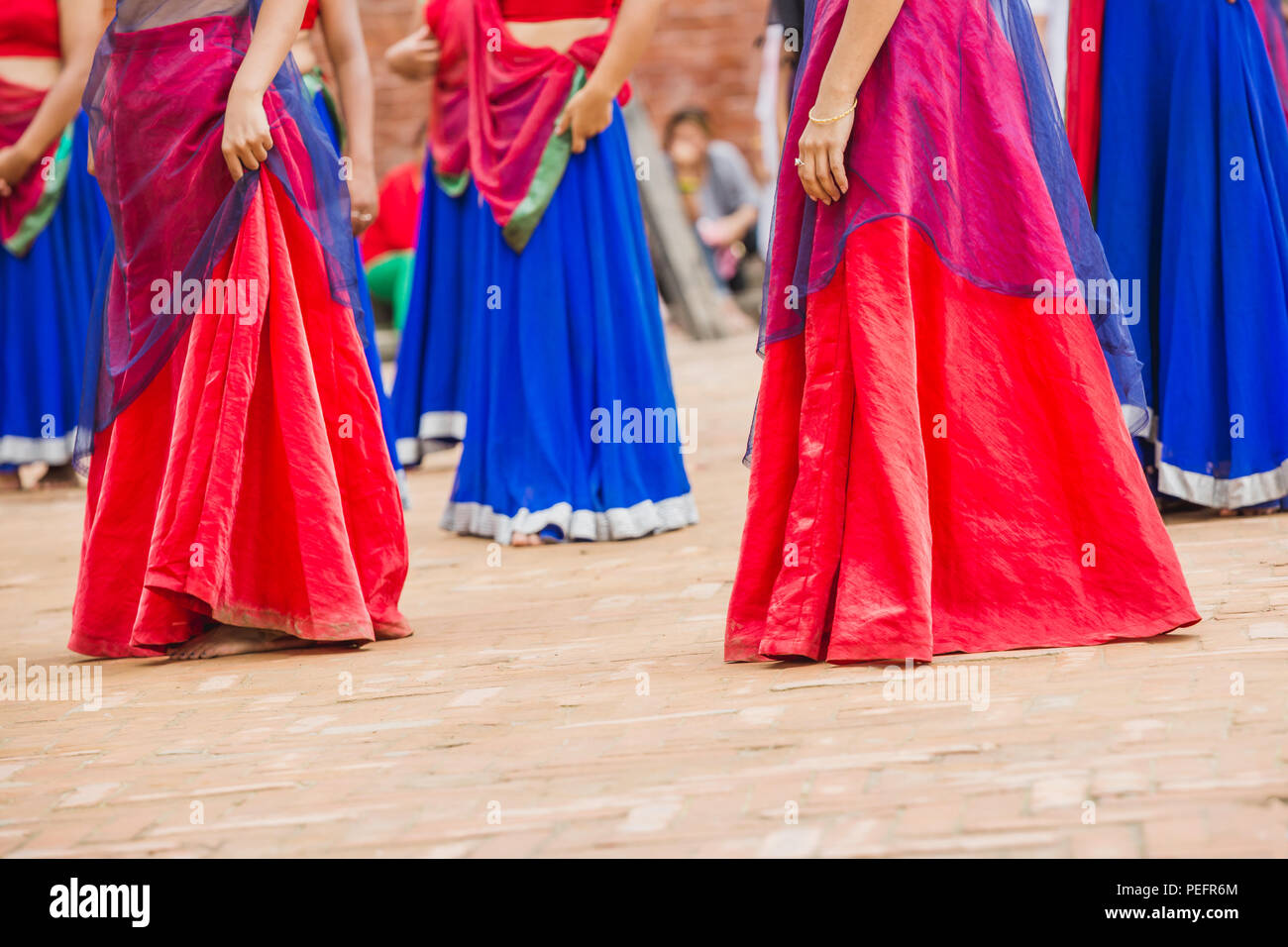 Bollywood Dancers with colorful dress in a row,Ready to dance position ...