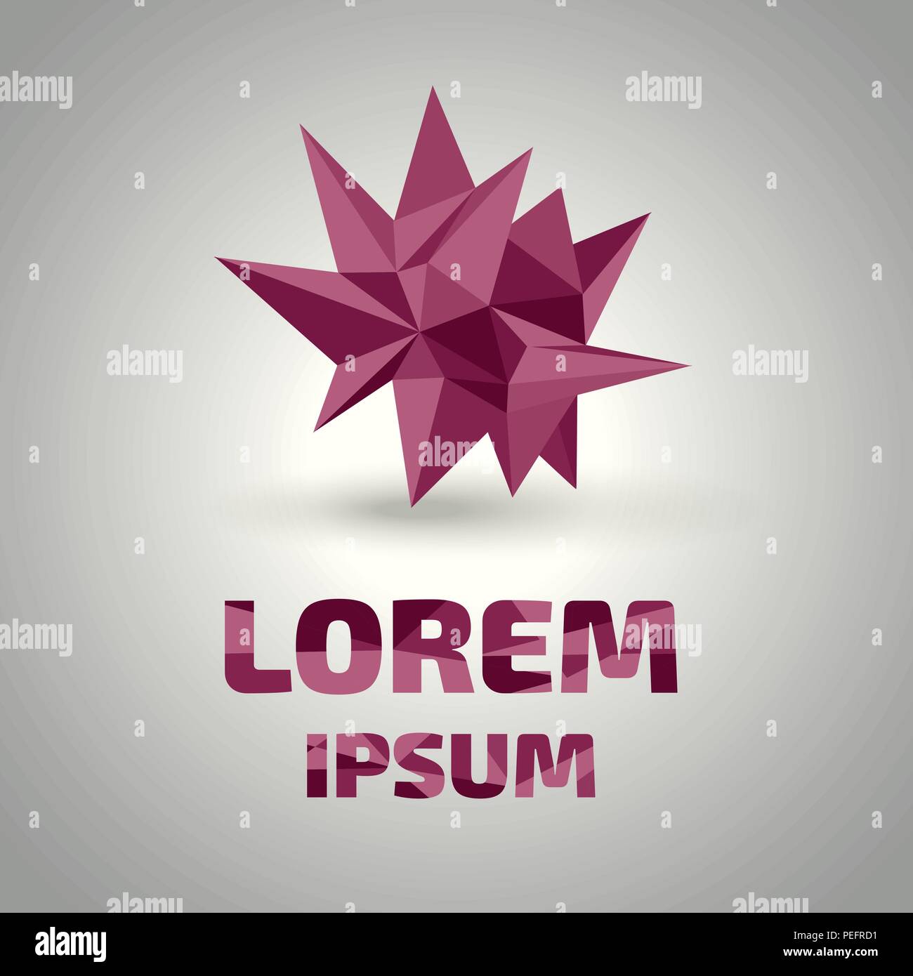 Pink Low poly vector crystal logo on the gray background Stock Vector ...