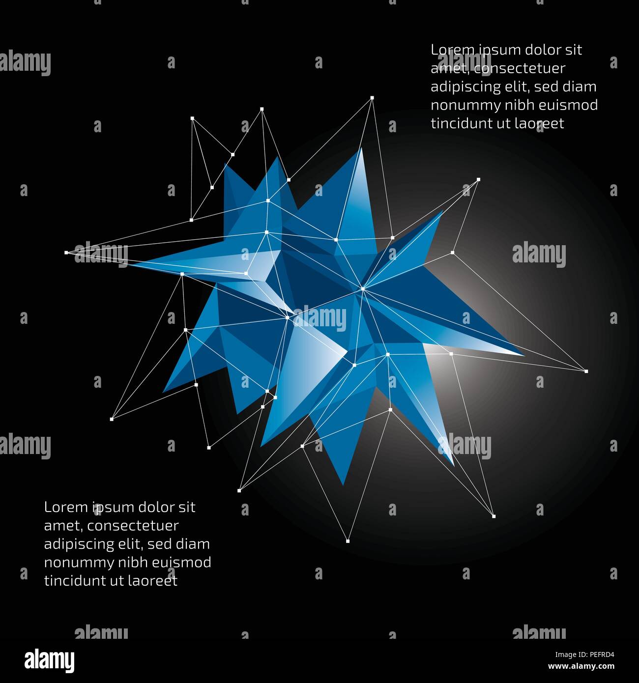 Low poly vector crystal infographic template on the black background ...
