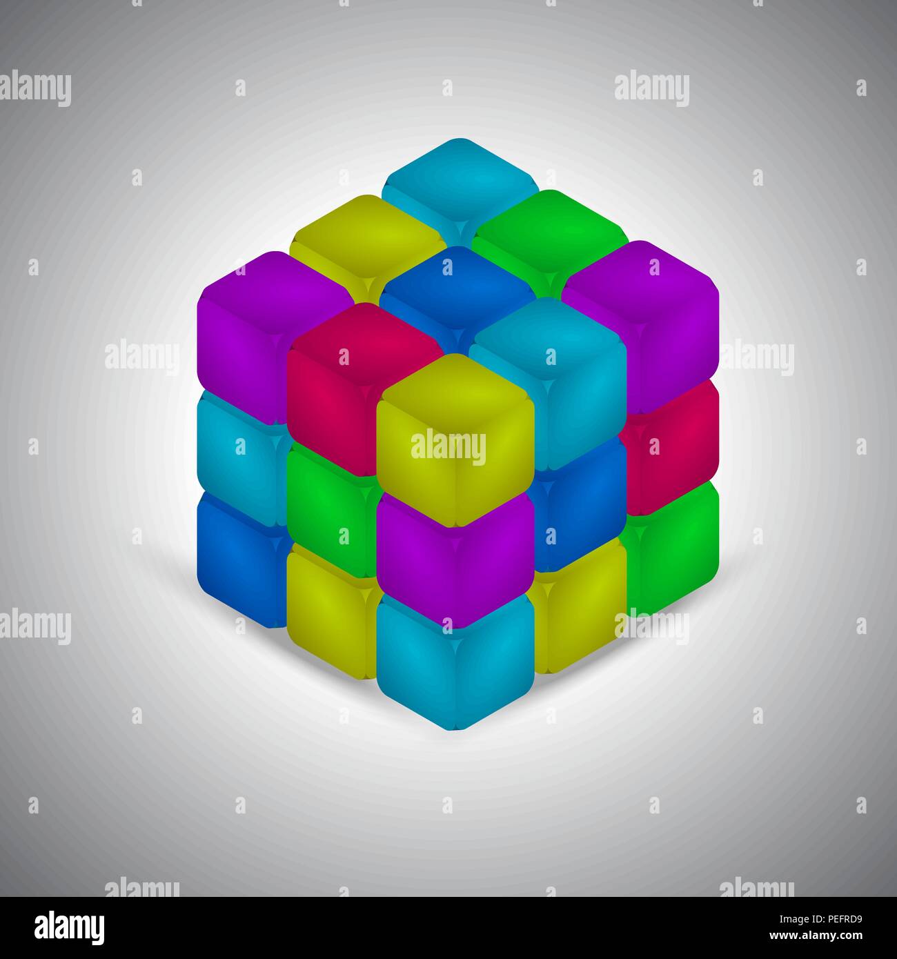 Isometric Rubiks cube on the gray scene with shadow Stock Vector Image ...