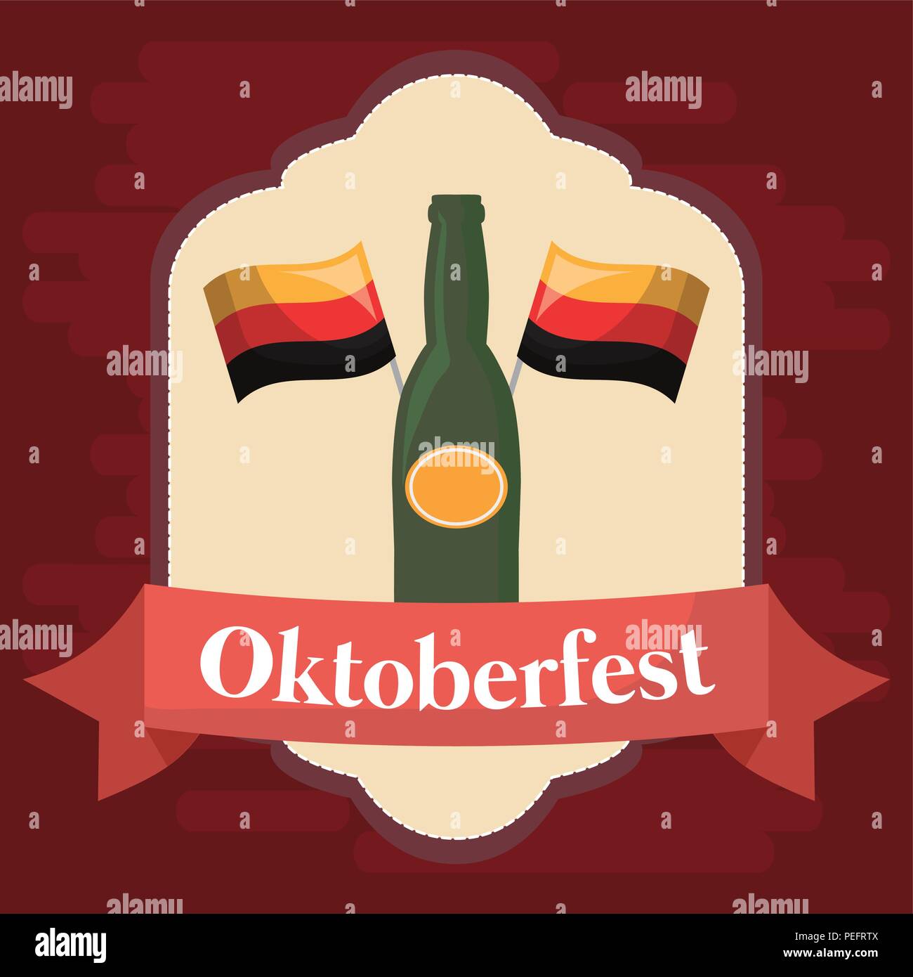 Oktoberfest festival emblem with beer bottle and germany flags icon ...