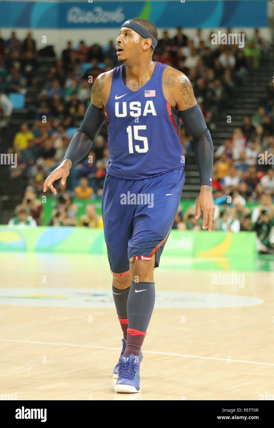Olympic champion Carmelo Anthony of Team USA in action at group A ...