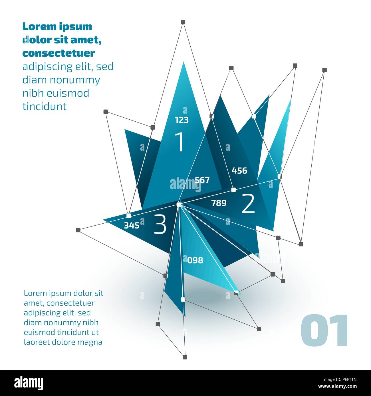 Low poly vector crystal infographic template on the white background ...