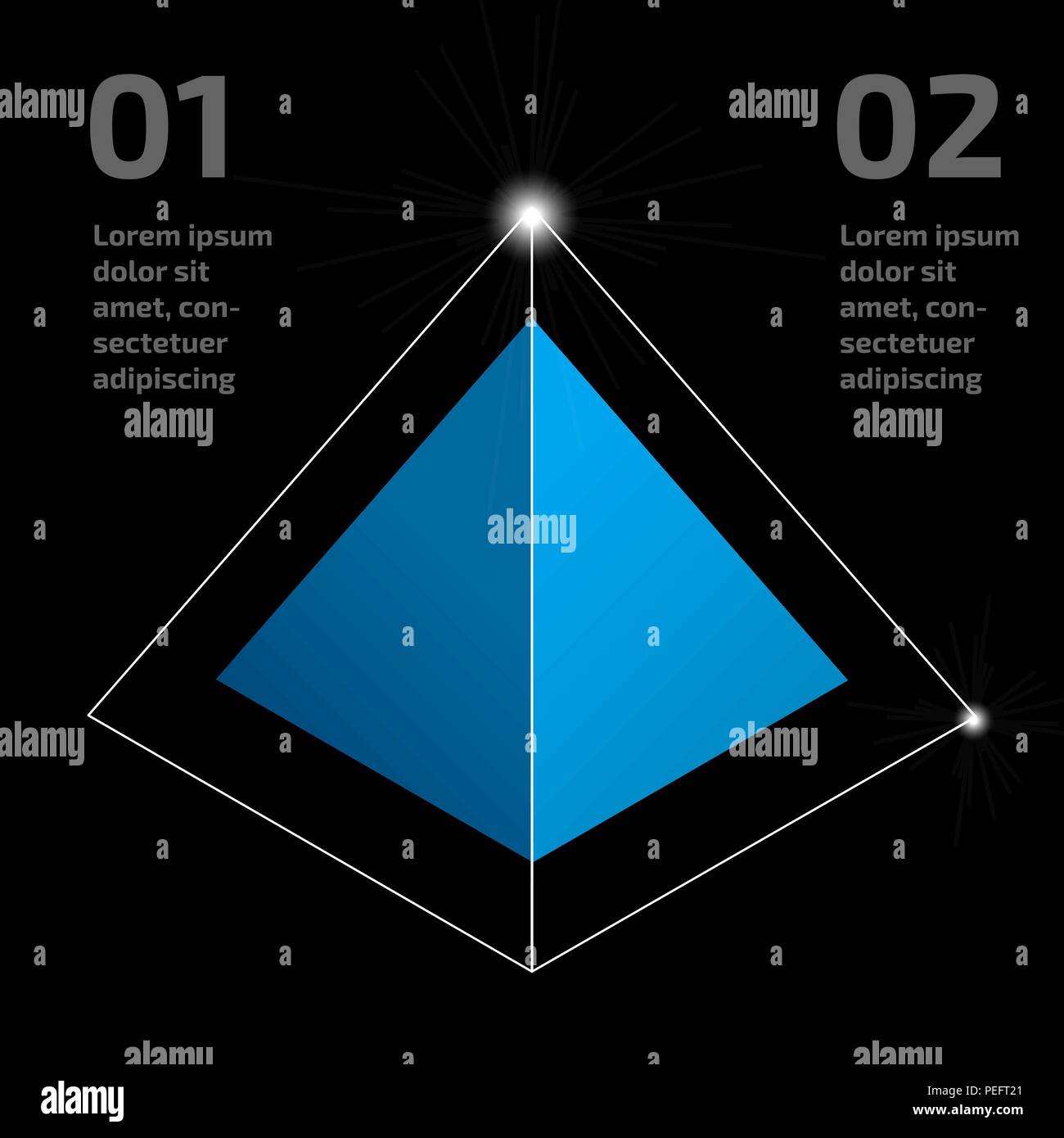 Low poly pyramid with the outline contour placed on the black ...