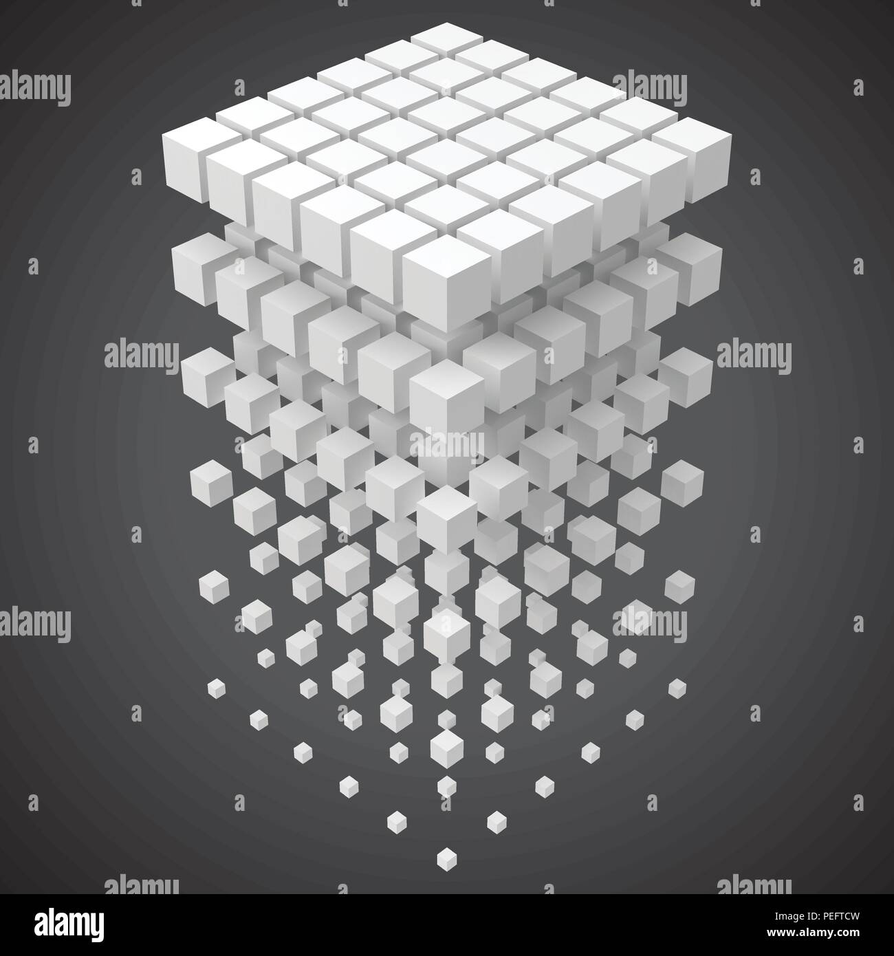 small cubes forming a big cube. blockchain and big data cncept. 3D ...