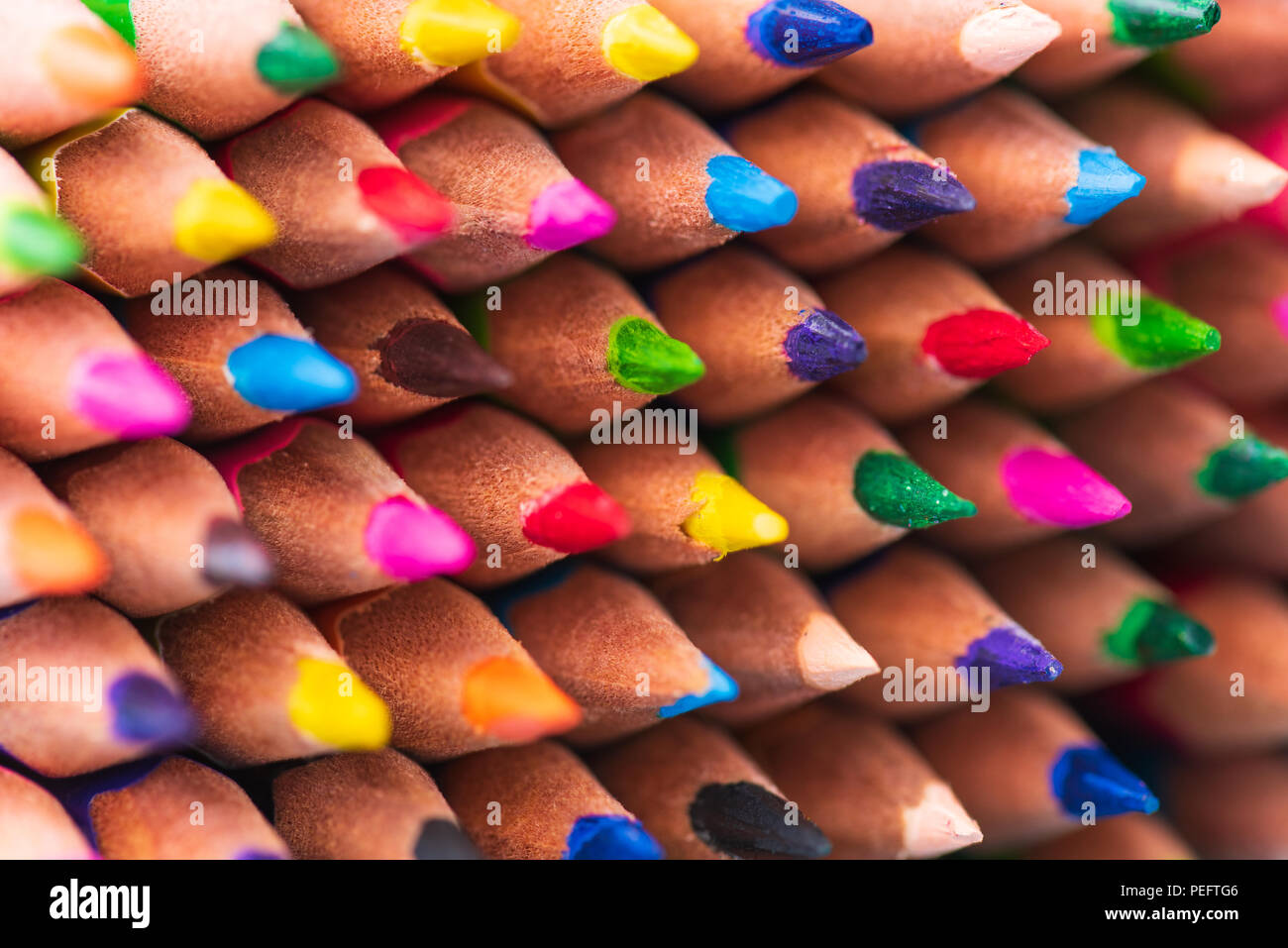 Education or back to school Concept. Close up macro shot of color ...