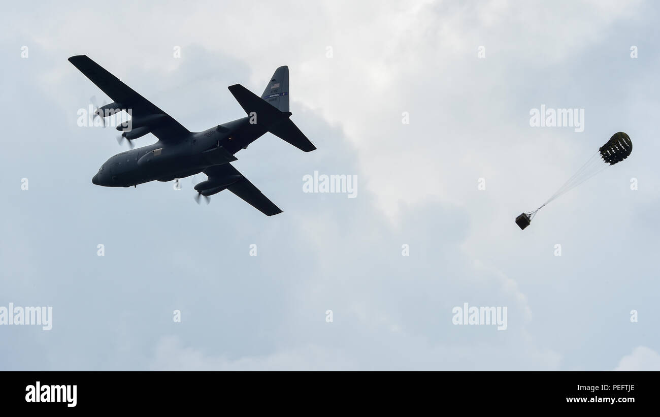 A Maxwell Air Force Base C-130H Hercules drops its High-velocity ...