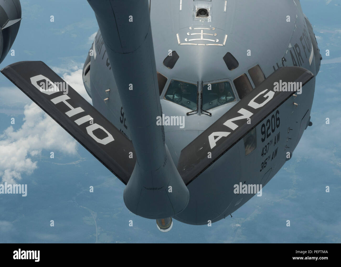 U.S. Air National Guard Tech. Sgt. Greg Wetzel, a boom operator with the 121st Air Refueling ...