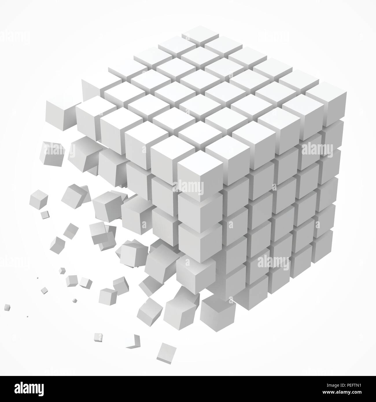 small cubes forming a big cube. blockchain and big data cncept. 3D ...