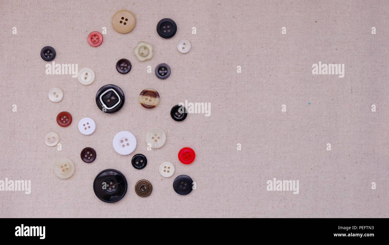 An assortment of round buttons with empty space on the right Stock ...