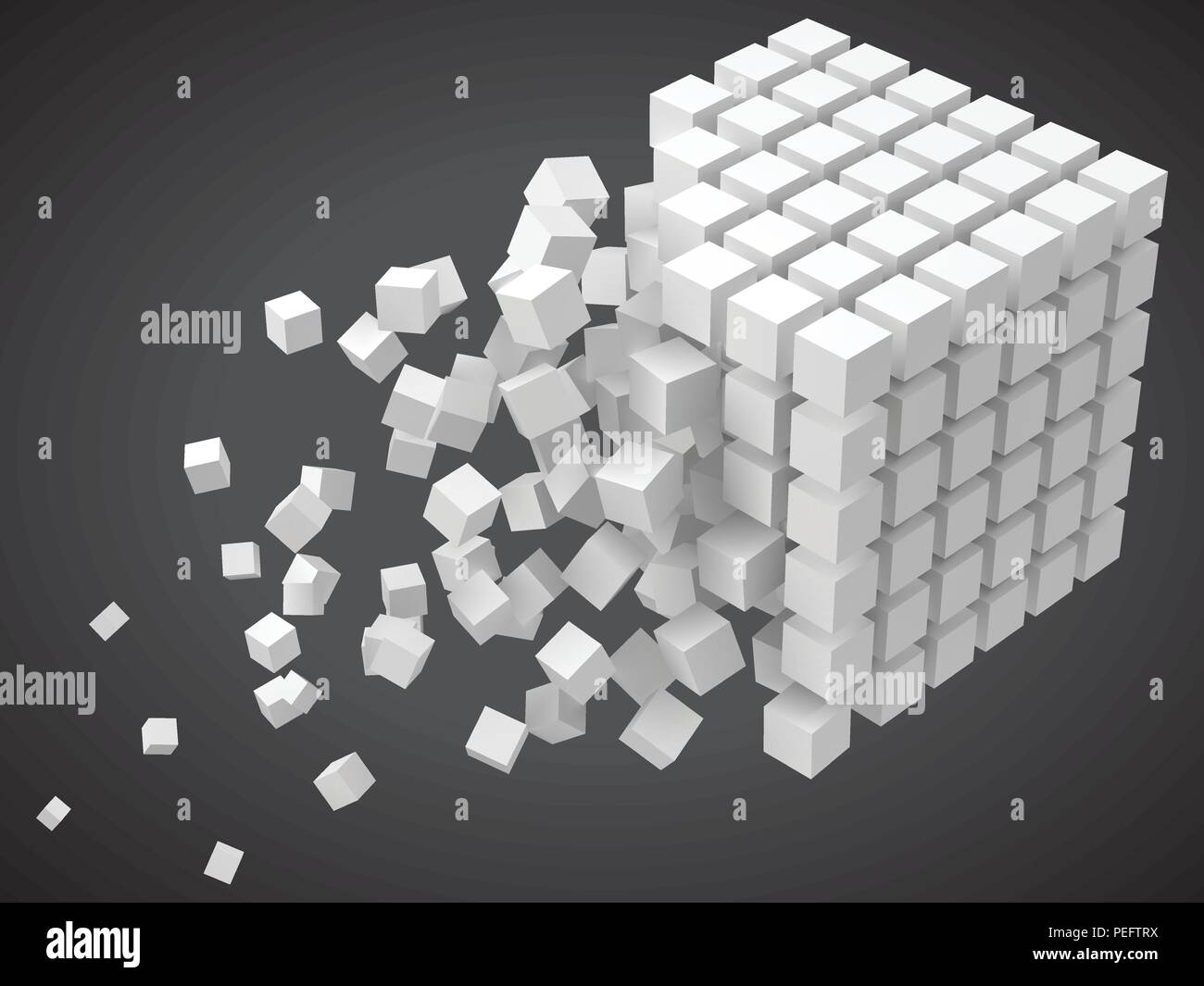 Small Cubes Forming A Big Cube Blockchain And Big Data Cncept 3d Style Vector Illustration
