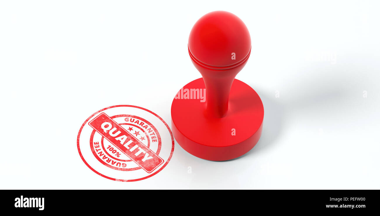 QUALITY stamp. Red round rubber stamper and stamp with text quality ...