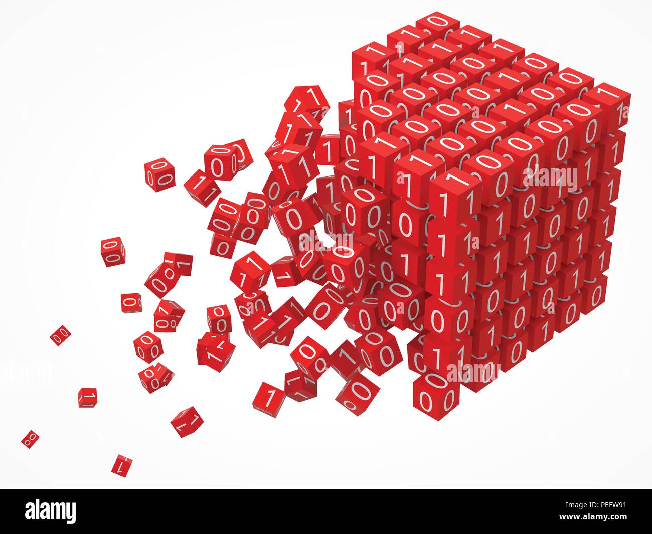 Big Data Blockchain And Technology Concept With Binary Code Cubes 3d Style Vector Illustration
