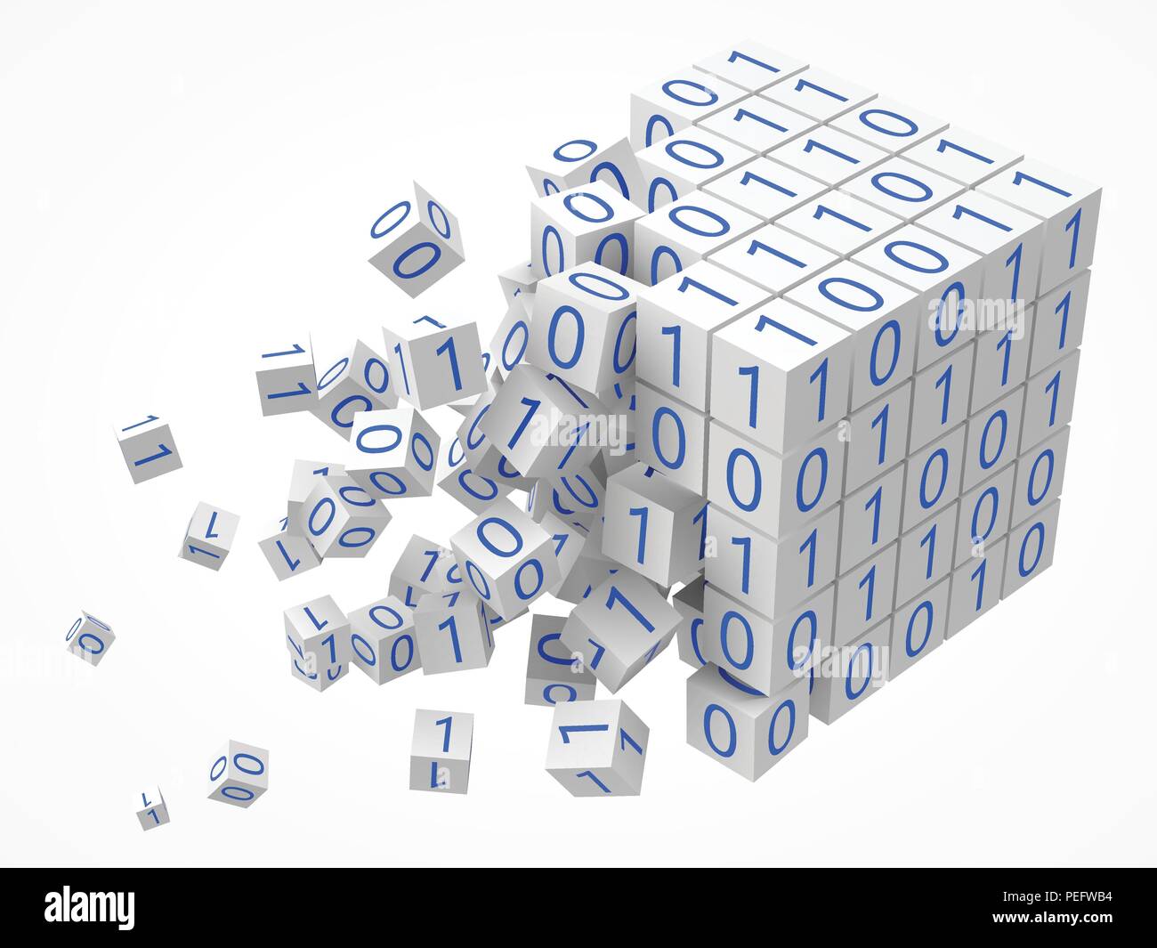 Big Data Blockchain And Technology Concept With Binary Code Cubes 3d Style Vector Illustration