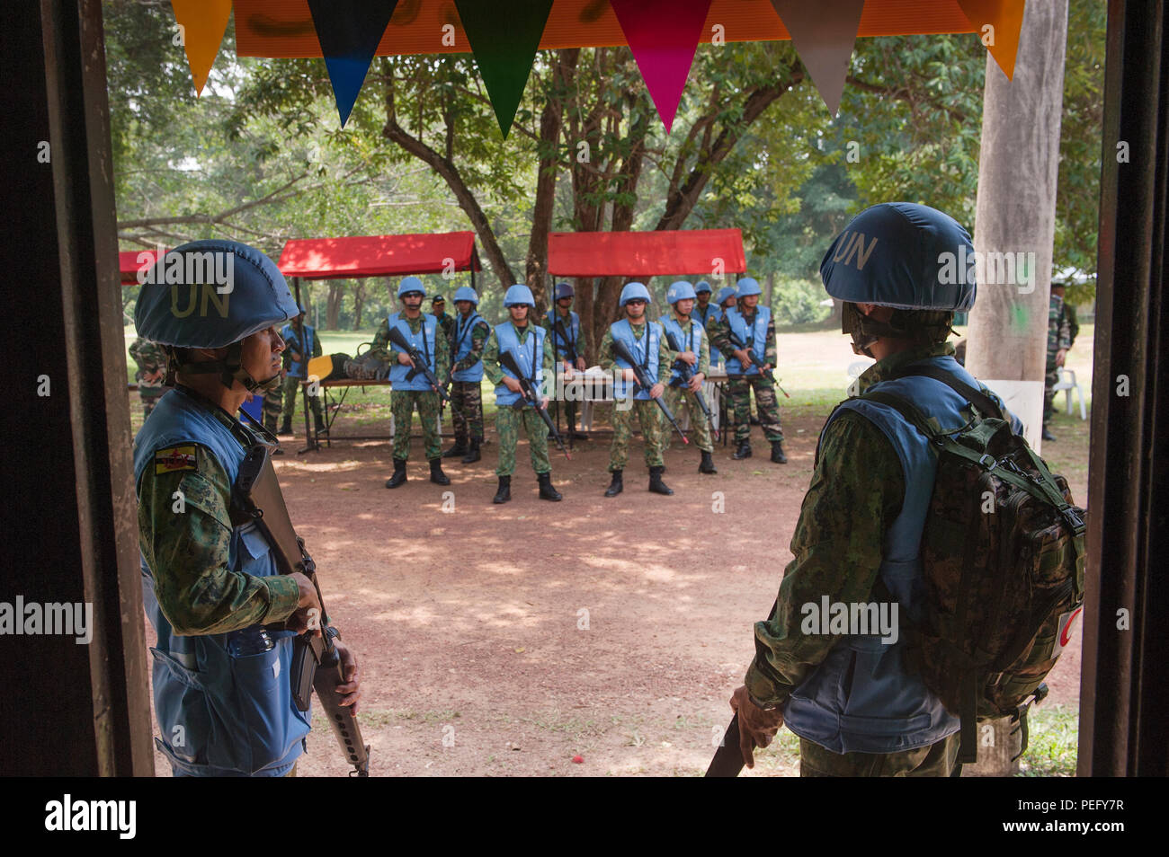 Royal Brunei Armed Forces soldiers provide security at the entrance of ...