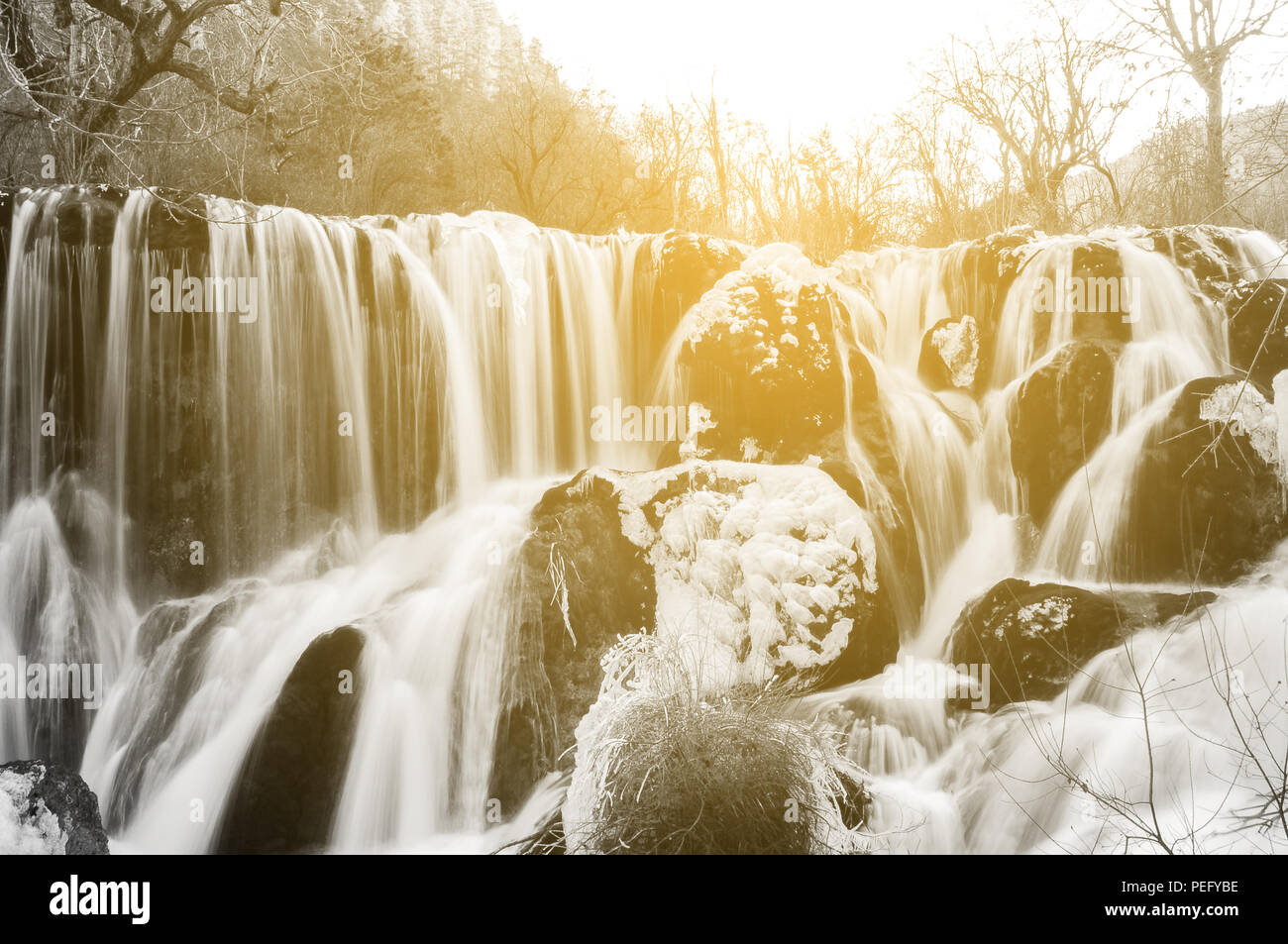 Jiuzhaigou winter waterfall hi-res stock photography and images - Alamy