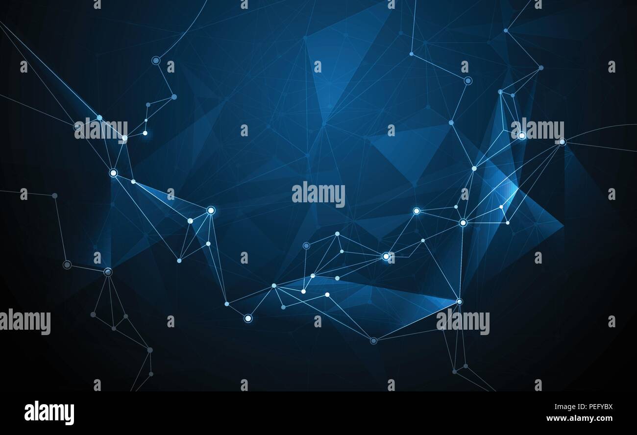 Vector 3d Illustration Geometric Polygon Line Triangle Pattern Shape With Molecule Structure