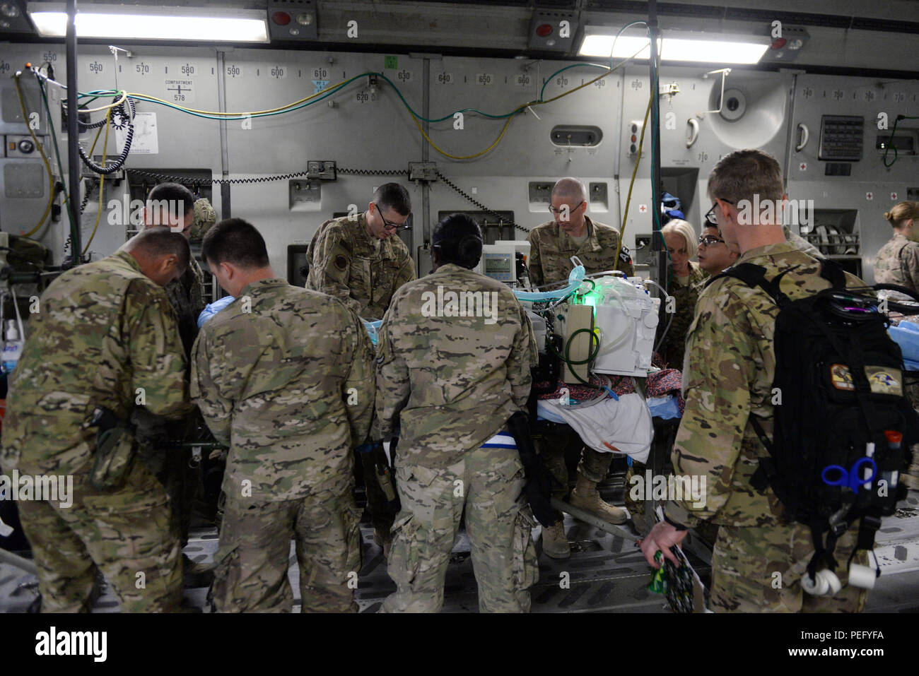 U.S. Airmen assigned to the 455th Expeditionary Aeromedical Evacuation ...