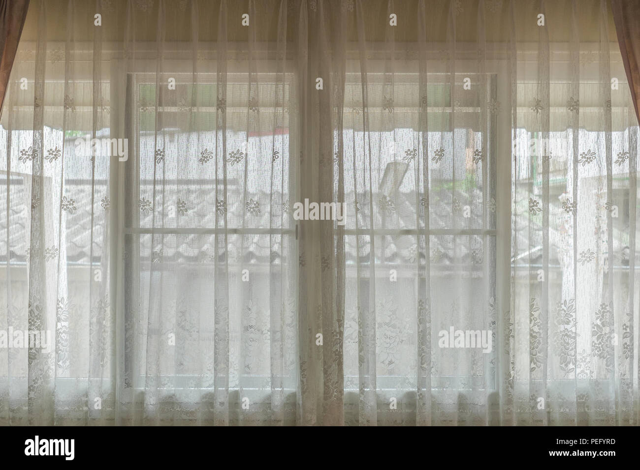 Transparent beige curtain and windows for interior design decoration ...