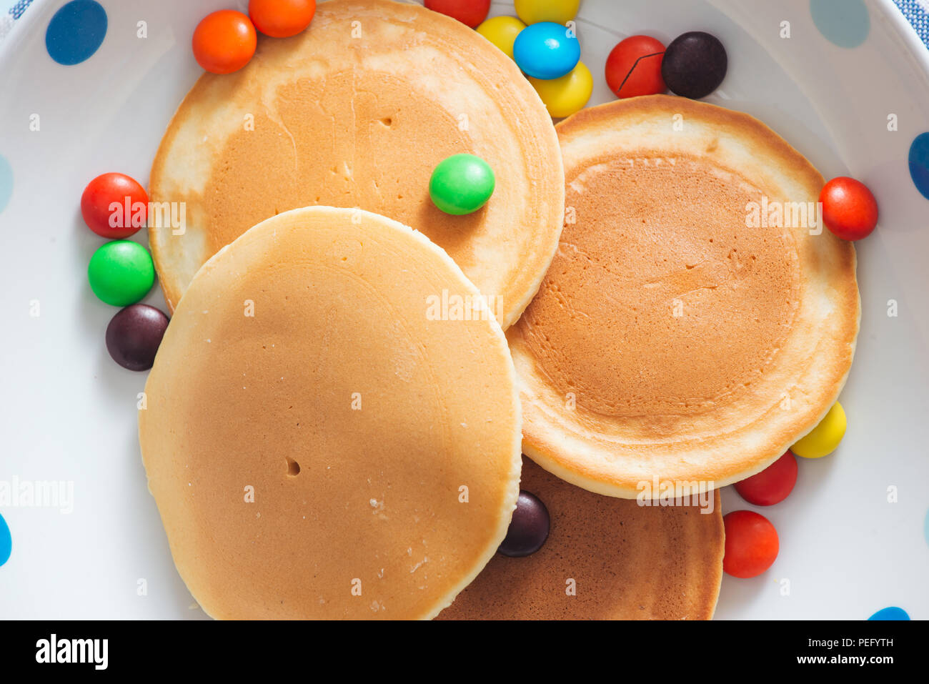 Children's breakfast or dessert - pancake with colorful candies Stock ...