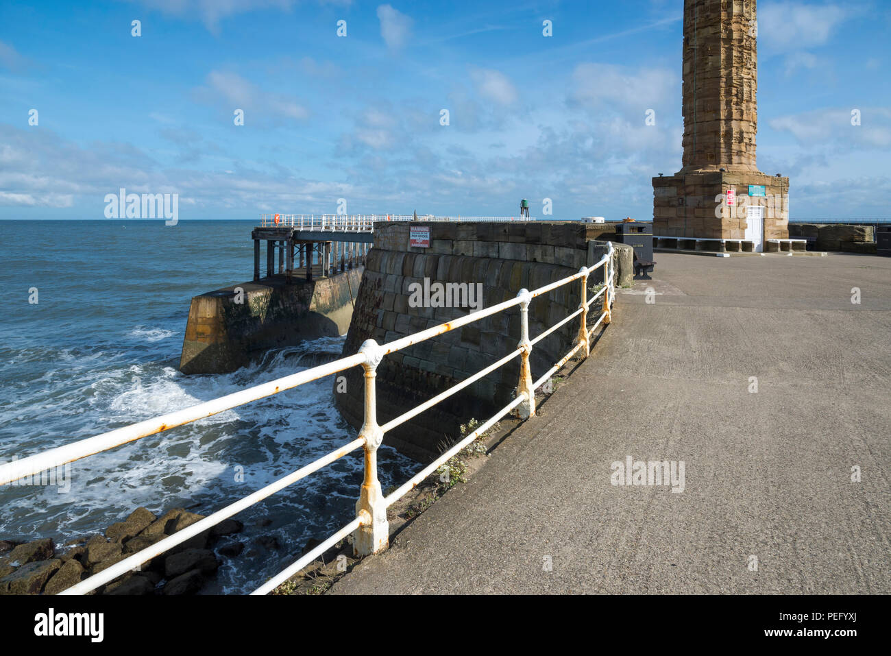 Lighthouse on the West Pier, Whitby, North Yorkshire, England Stock ...