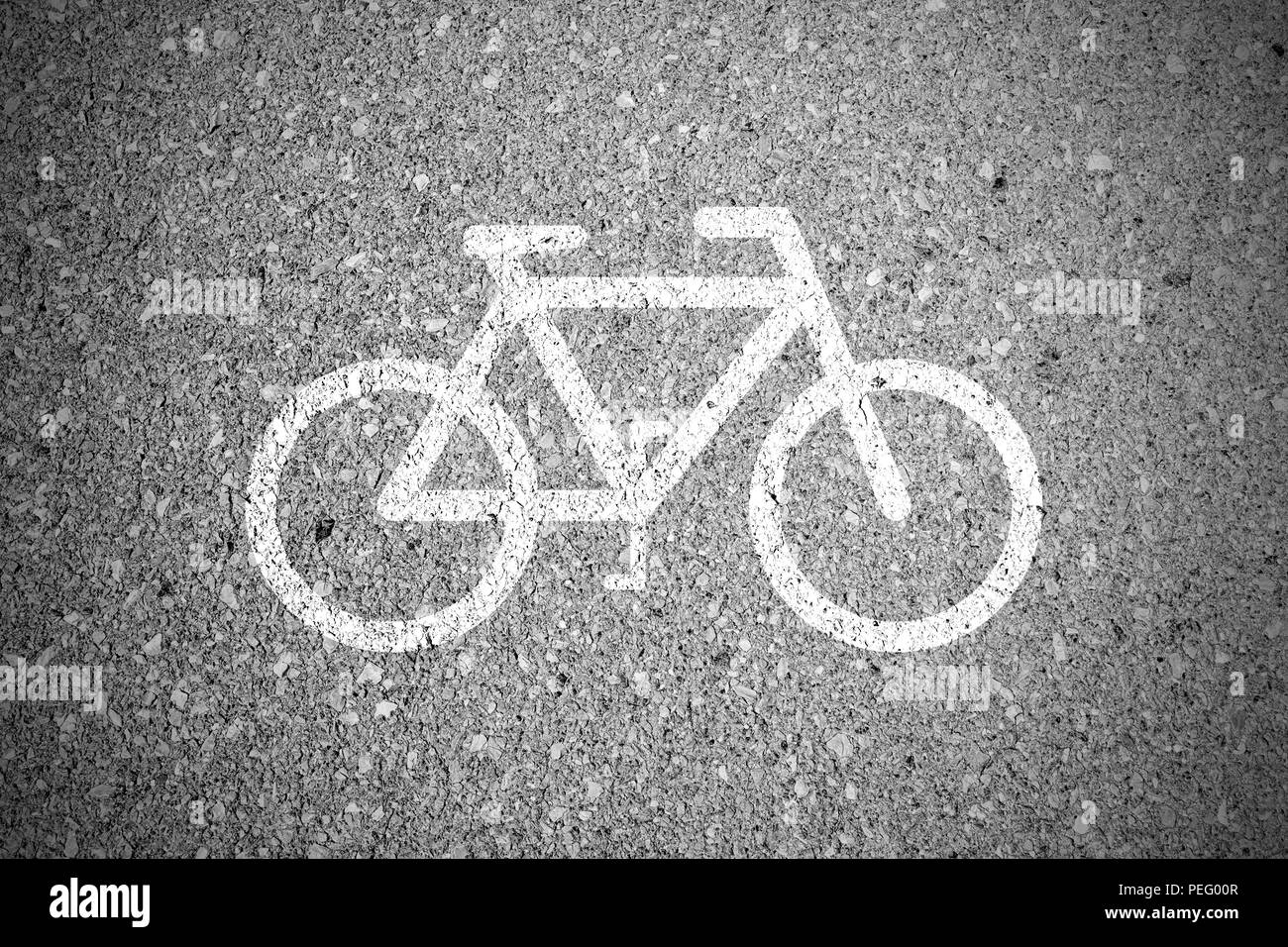 Bicycle lane for bike rider. Bicycle sign on street surface. For ...