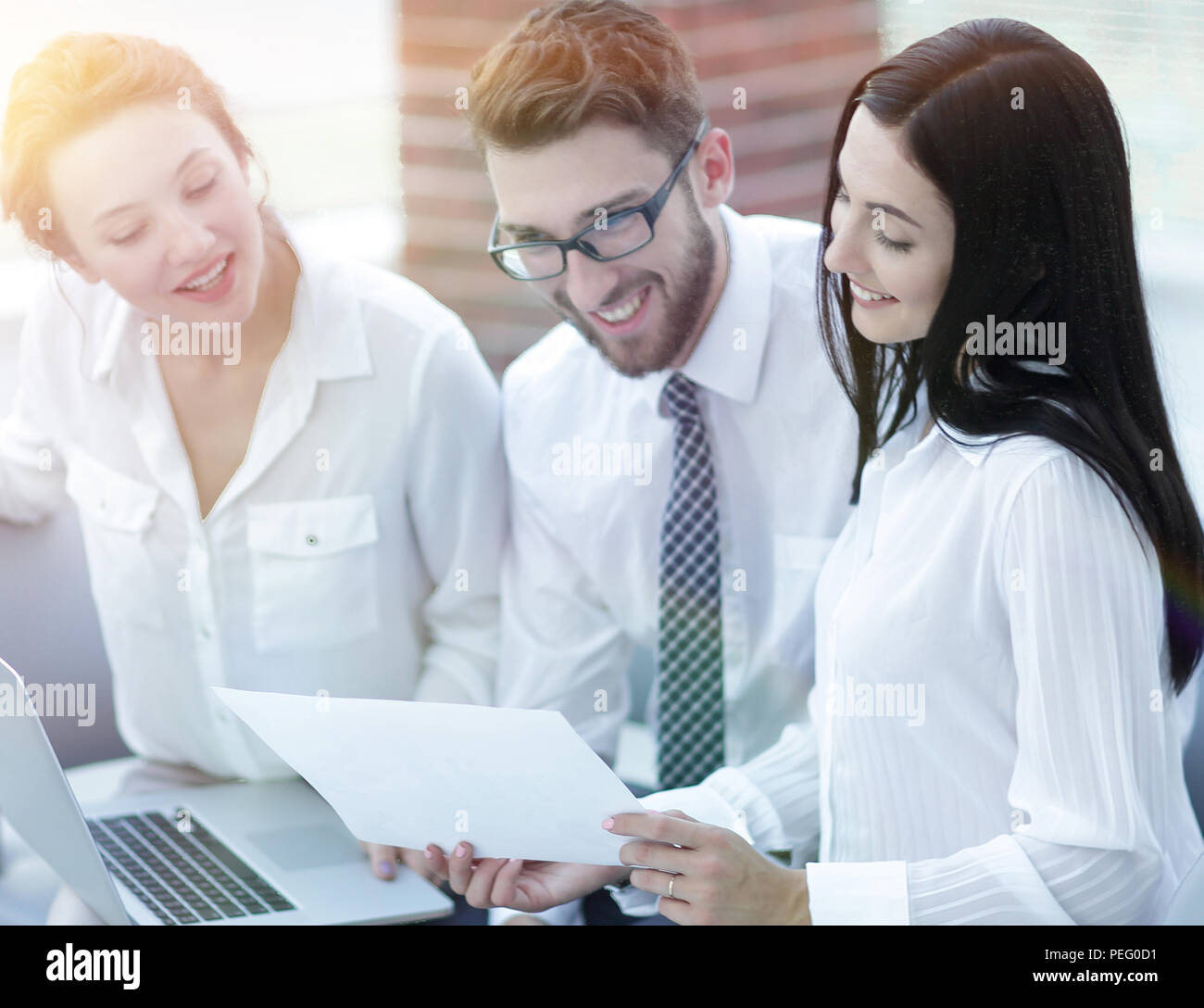 business team working with financial charts in the office Stock Photo ...