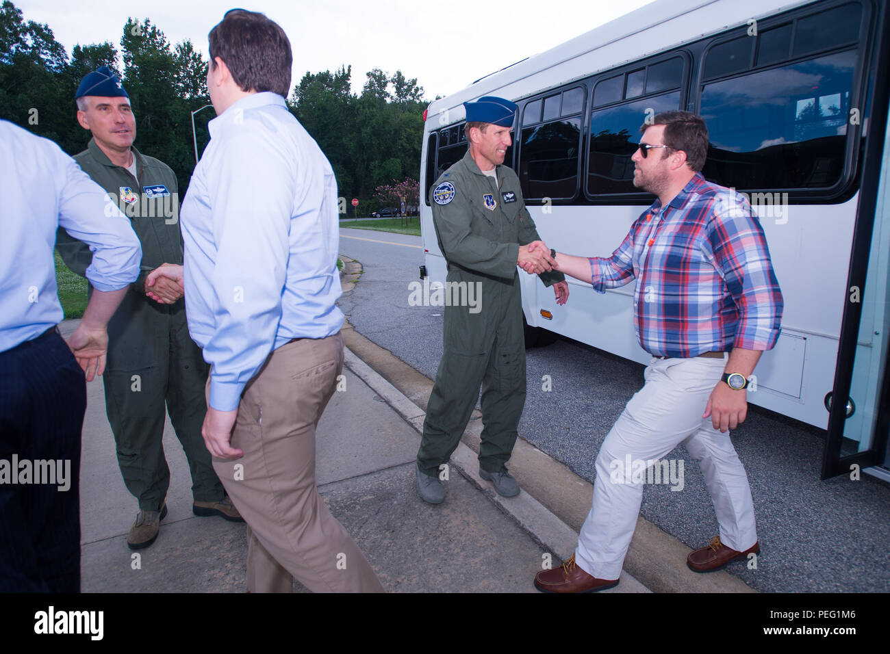 U.S. Air Force Col. John Cooper, left, commander of the 461st Air ...