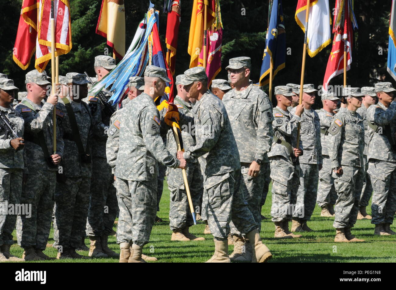 Lt. Gen. Stephen R. Lanza, commanding general, I Corps, passes the ...